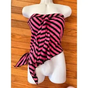 Unknown | Tops | Y2k 200s Deadstock Vintage Pink Black Striped ...